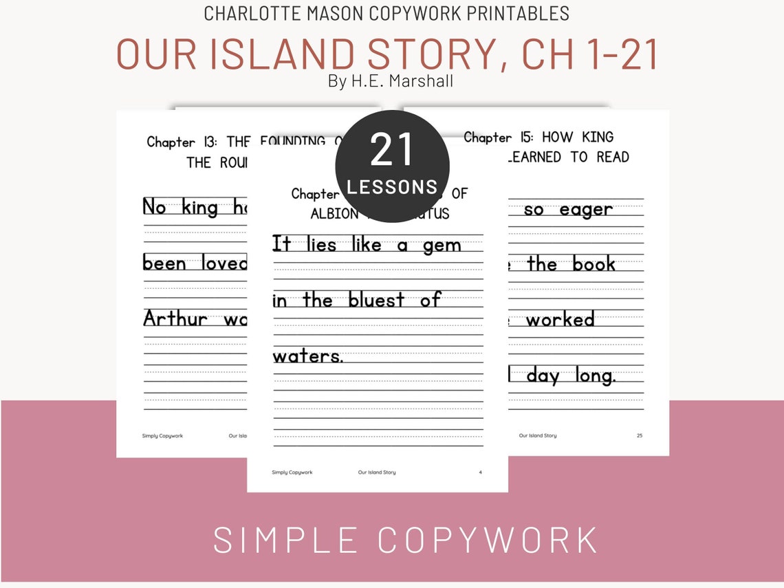 Our Island Story Ch. 1-21 Copywork Handwriting Worksheet for Charlotte ...