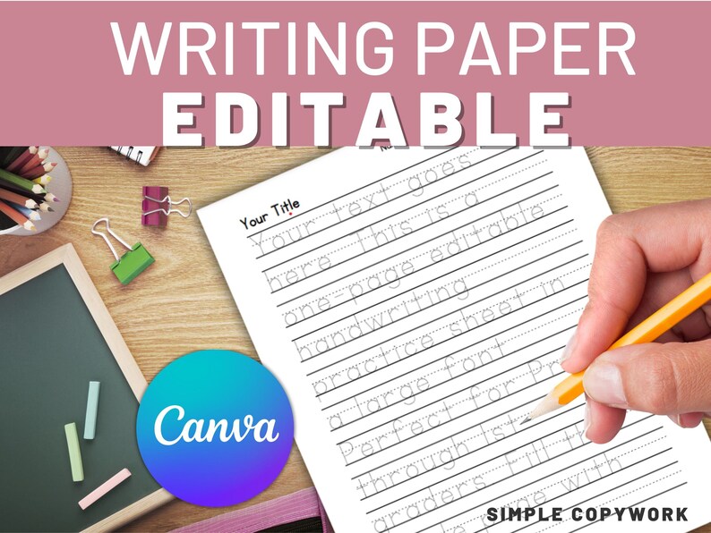 BUNDLE: Editable Lined Handwriting Paper With a Tracing Font for Prek K ...