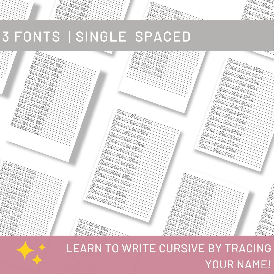 Editable Traceable Cursive Handwriting Practice Sheets, Learn to Write ...