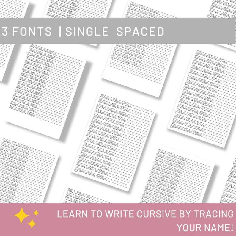 Editable Traceable Cursive Handwriting Practice Sheets, Learn to Write ...