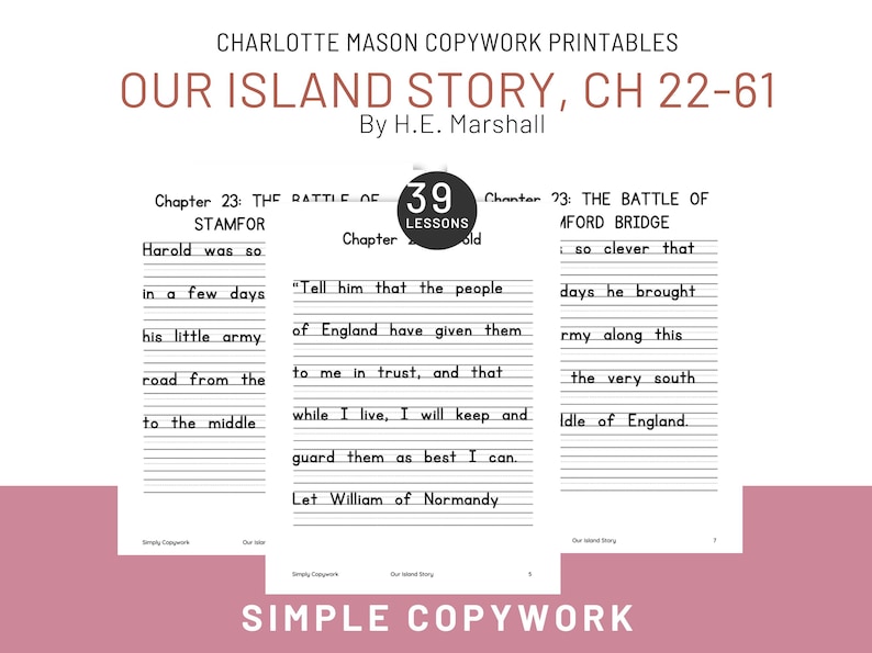 Our Island Story Ch. 22-61 Copywork Handwriting Worksheet for Charlotte ...