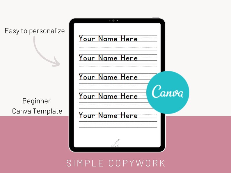 Editable Preschool Name Practice Canva Template for Prek - 1st Graders ...