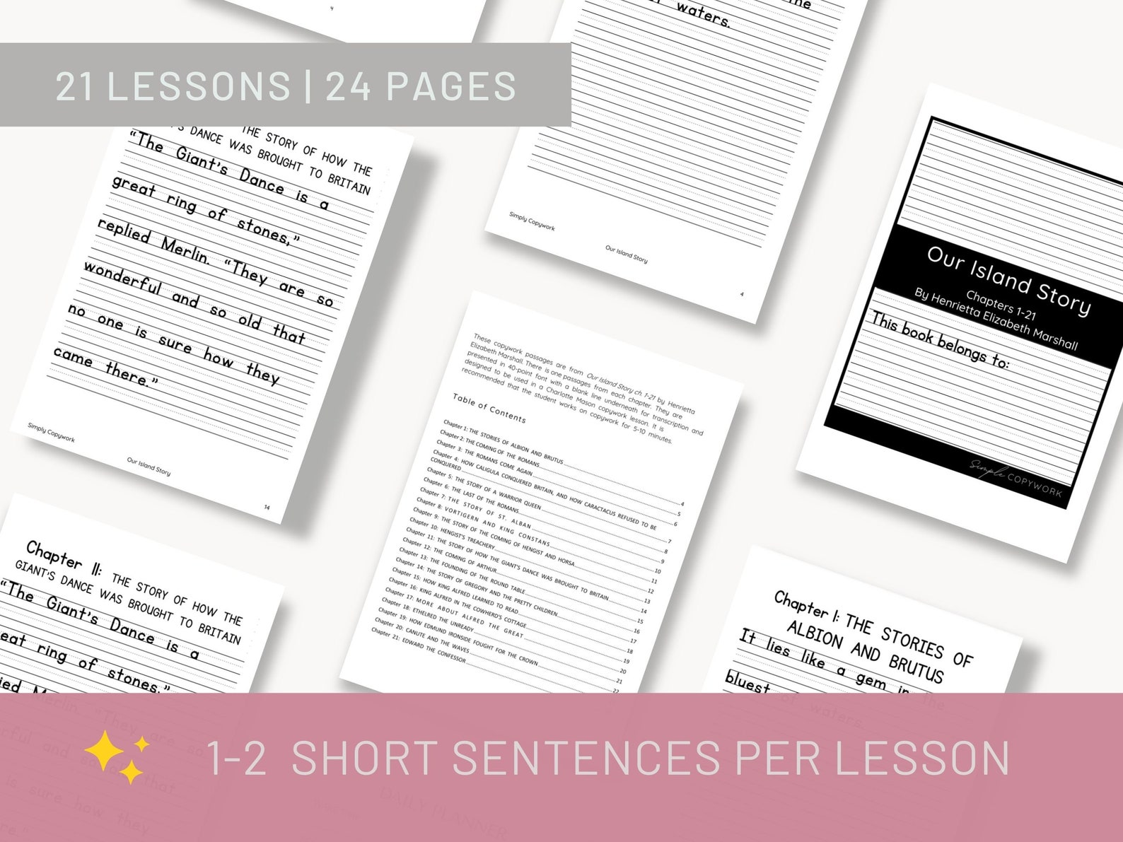 Our Island Story Ch. 1-21 Copywork Handwriting Worksheet for Charlotte ...