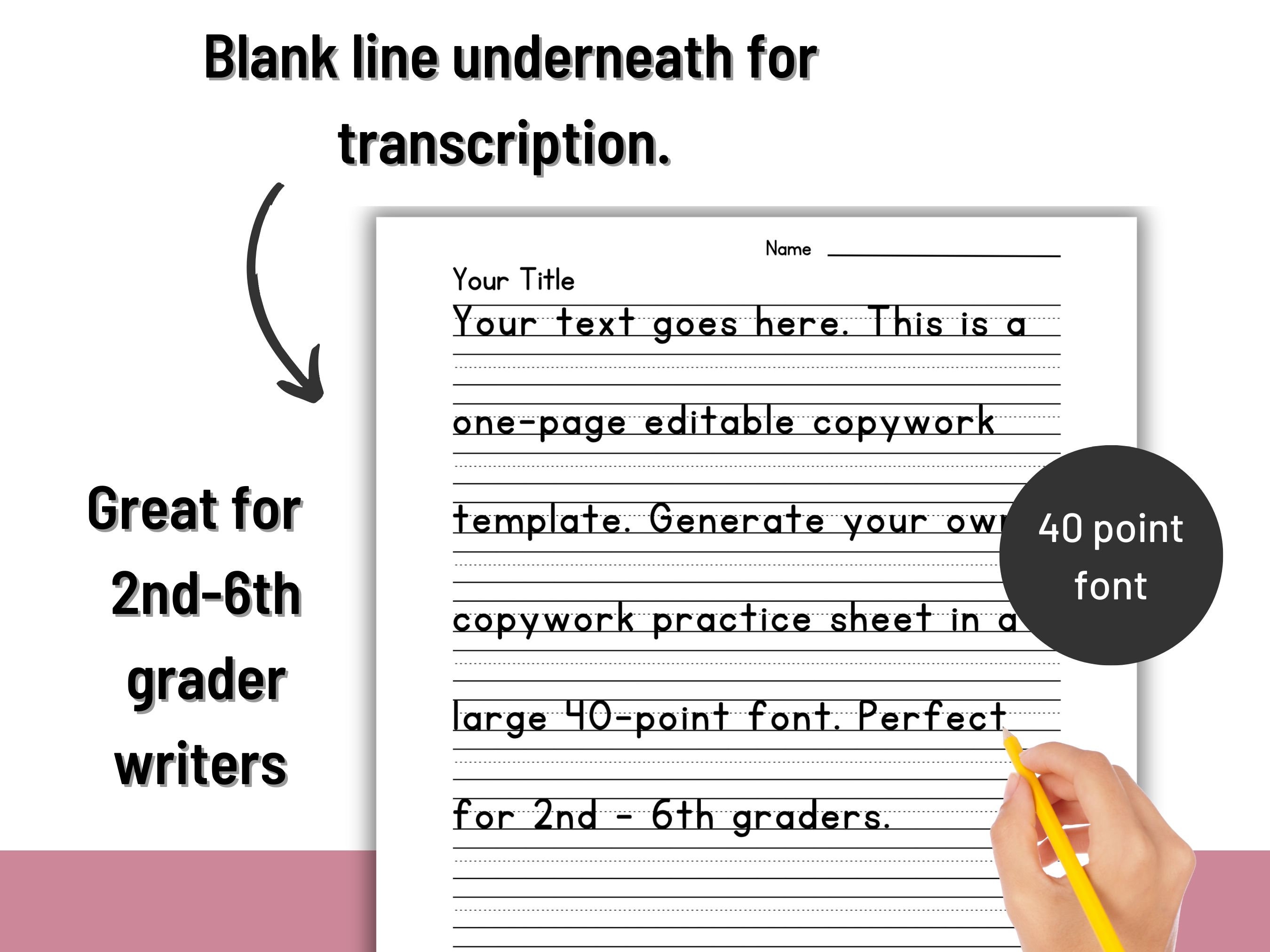 Editable Copywork & Handwriting Template, Worksheet Generator, One Page ...