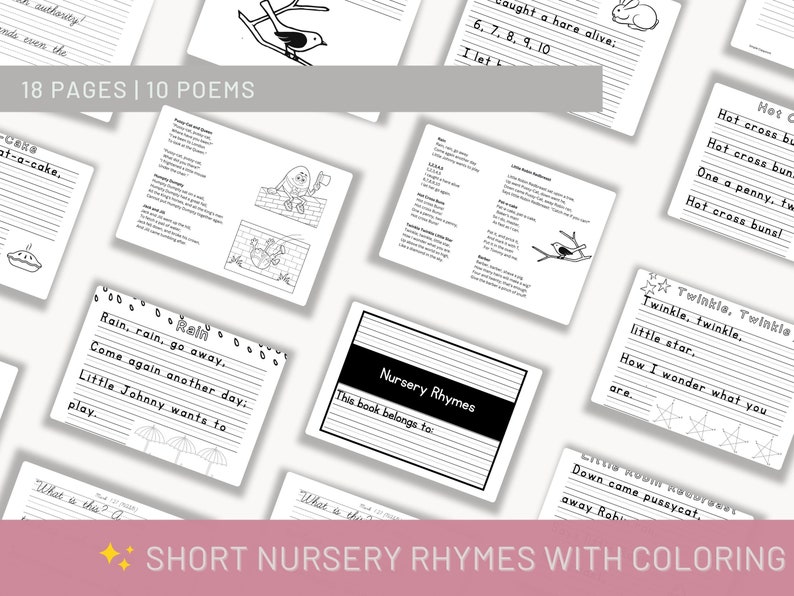 Nursery Rhyme Handwriting Practice and Copywork Worksheets for ...