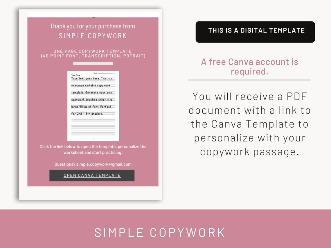 Editable Copywork & Handwriting Template, Worksheet Generator, One Page ...