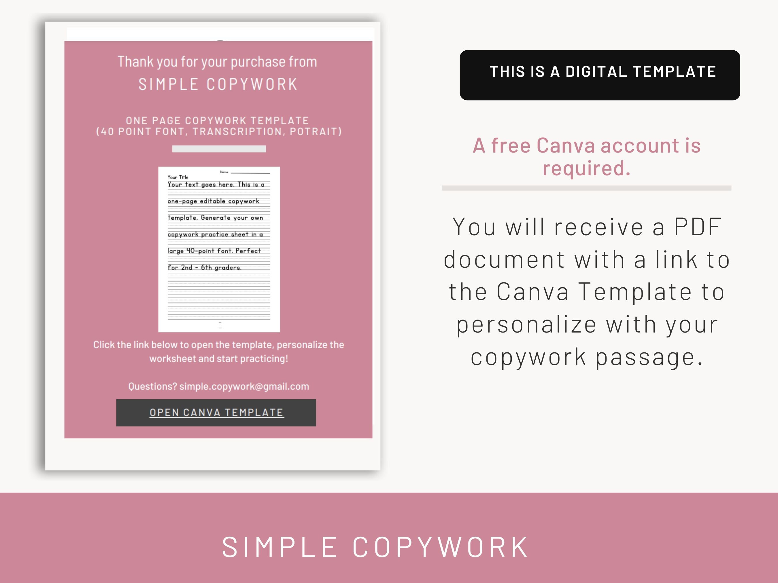 Editable Copywork & Handwriting Template, Worksheet Generator, One Page ...