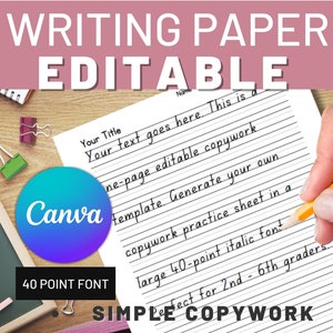 Editable Copywork & Handwriting Template, Italics D'nealian Font ...