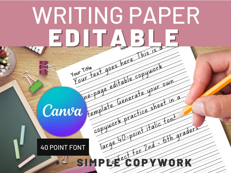 Editable Copywork & Handwriting Template, Italics D'nealian Font ...