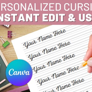 Cursive Name Practice, Custom Cursive Name Writing Worksheet Editable ...