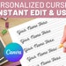 Cursive Name Practice, Custom Cursive Name Writing Worksheet Editable ...