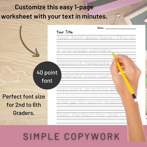 Editable Copywork & Handwriting Template, Tracing Worksheet Generator ...