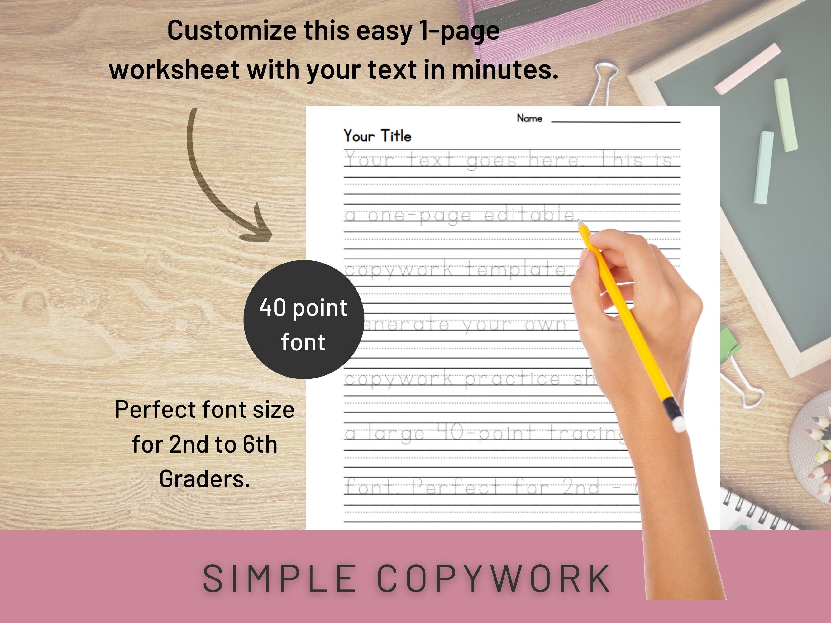 Editable Copywork & Handwriting Template, Tracing Worksheet Generator ...