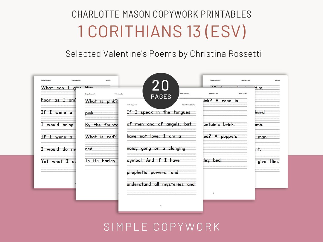 1 Corinthians 13 Activities & Copywork Printable for Charlotte Mason ...