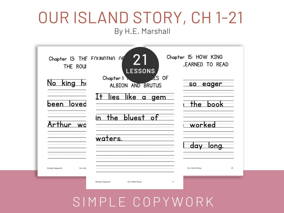 Our Island Story Ch.1-21 Copywork & Handwriting Worksheet in 60-point ...