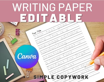 BUNDLE: Editable Lined Handwriting Paper With a Tracing Font for Prek K ...