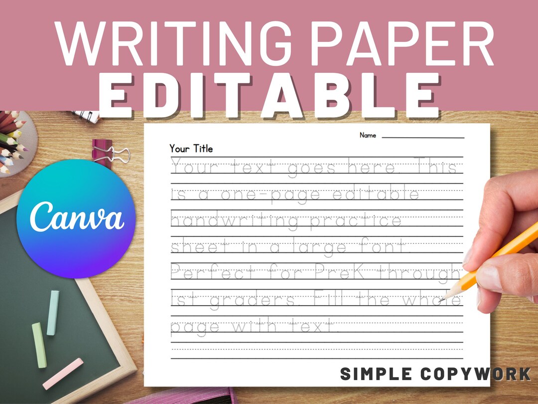 Editable Lined Handwriting Paper With a Tracing Font for Prek - Etsy
