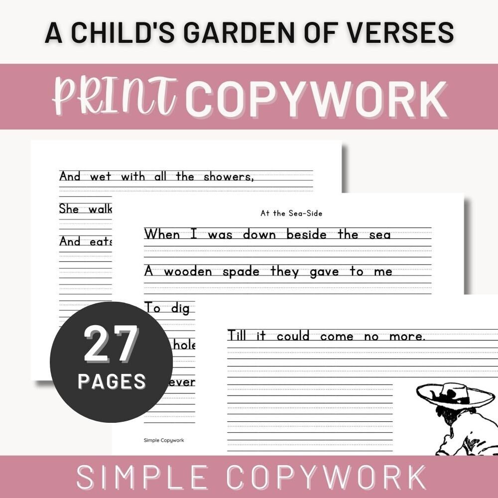 A Child's Garden of Verses Poems by Robert Louis Stevenson Copywork ...