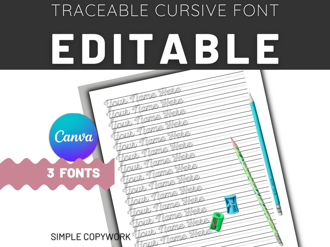Editable Traceable Cursive Handwriting Practice Sheets, Learn to Write ...