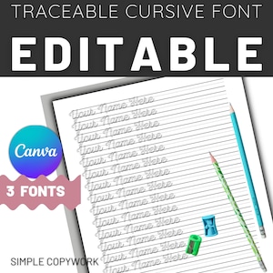 Editable Traceable Cursive Handwriting Practice Sheets, Learn to Write ...