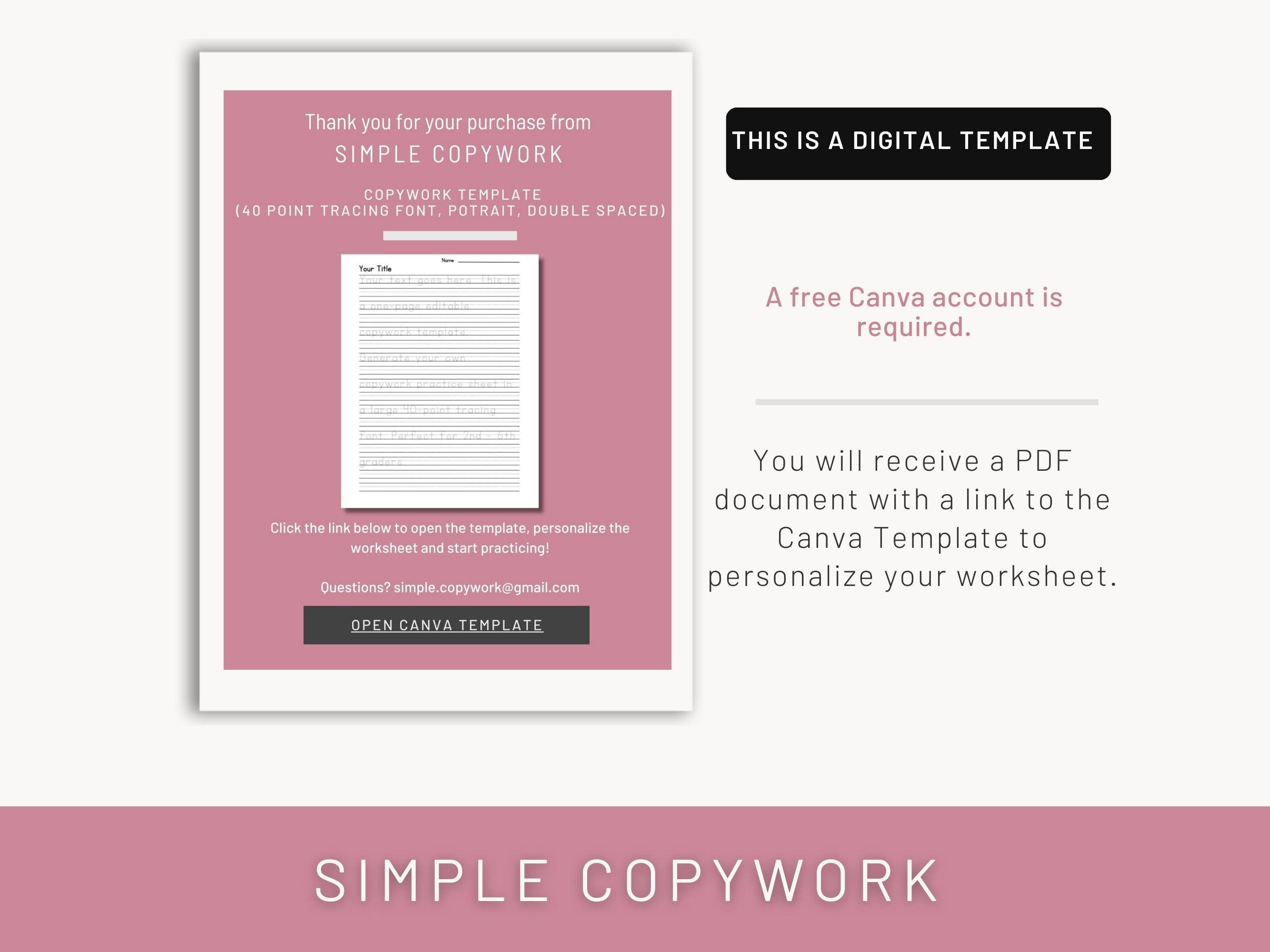 Editable Copywork & Handwriting Template, Tracing Worksheet Generator ...