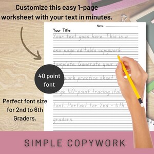 Editable Copywork & Handwriting Template, Italics D'nealian Tracing ...
