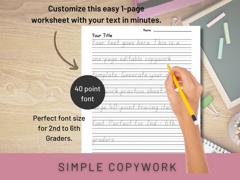 Editable Copywork & Handwriting Template, Italics D'nealian Tracing ...