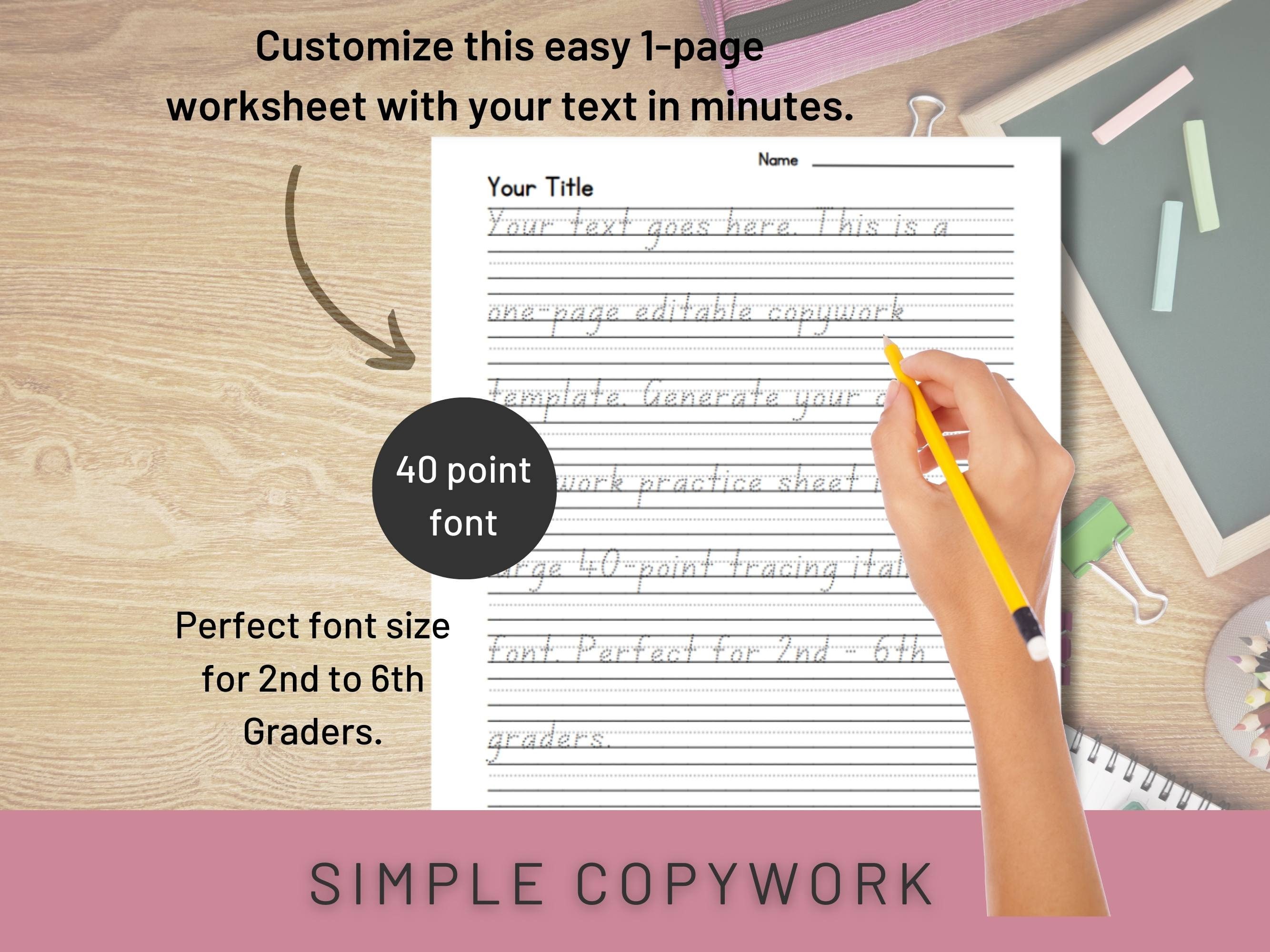 Editable Copywork & Handwriting Template, Italics D'nealian Tracing ...