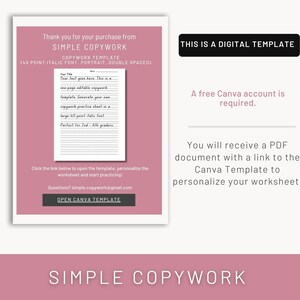 Editable Copywork & Handwriting Template, Italics D'nealian Font ...