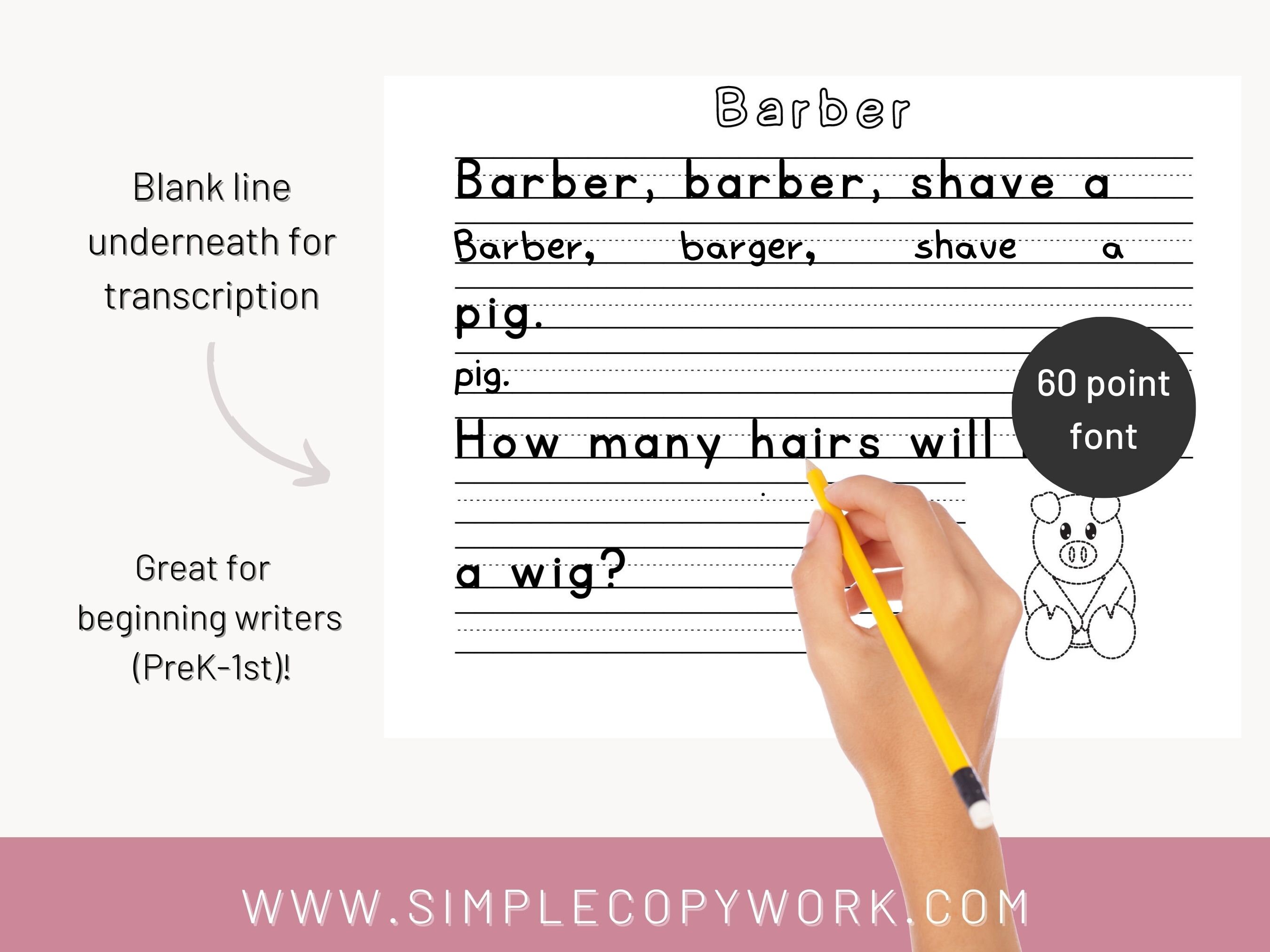 Nursery Rhyme Handwriting Practice and Copywork Worksheets for ...