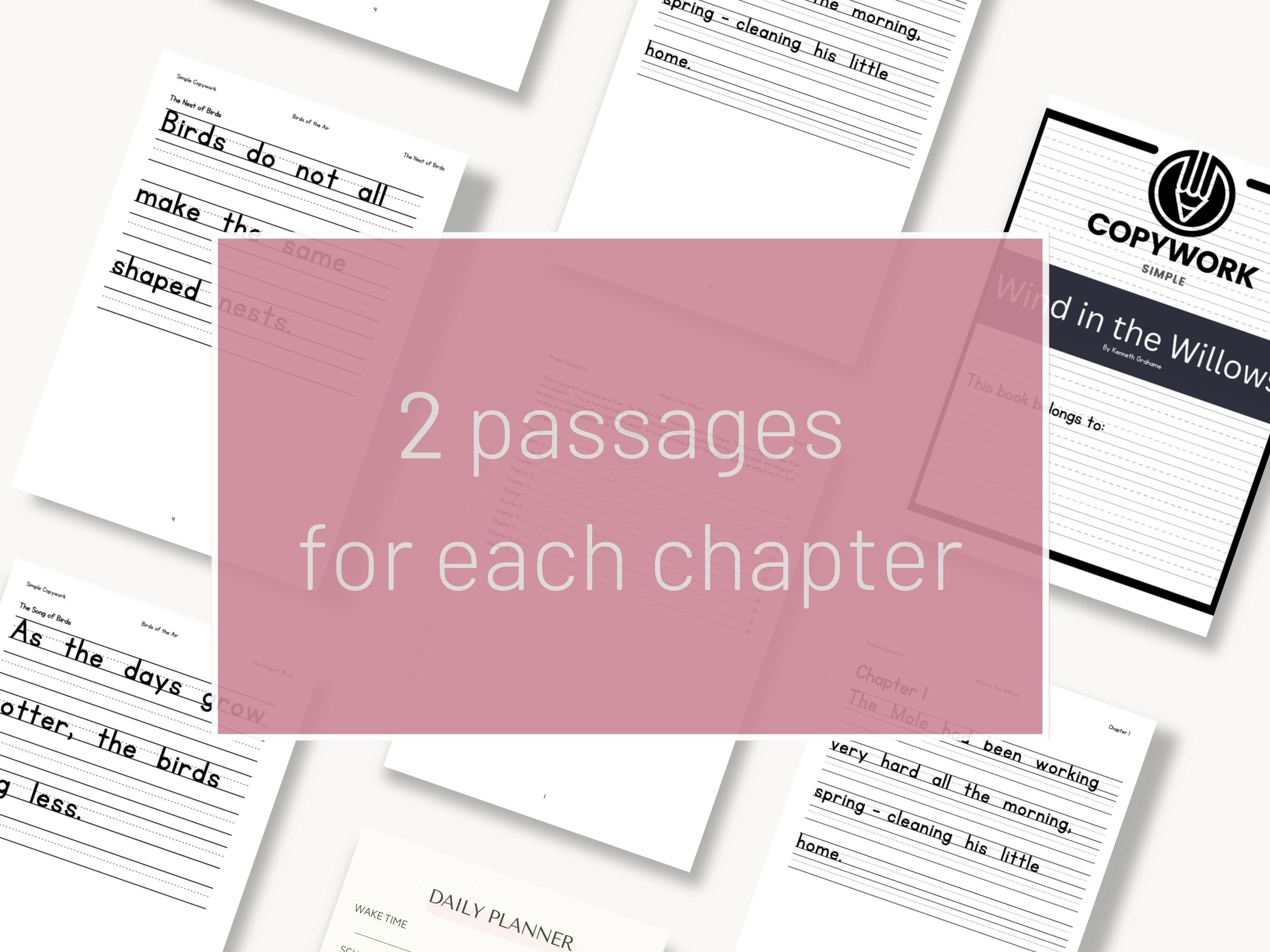 Wind in Willow Copywork and Handwriting Worksheet for Charlotte Mason ...