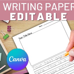 BUNDLE: Editable Lined Handwriting Paper With a Tracing Font for Prek K ...