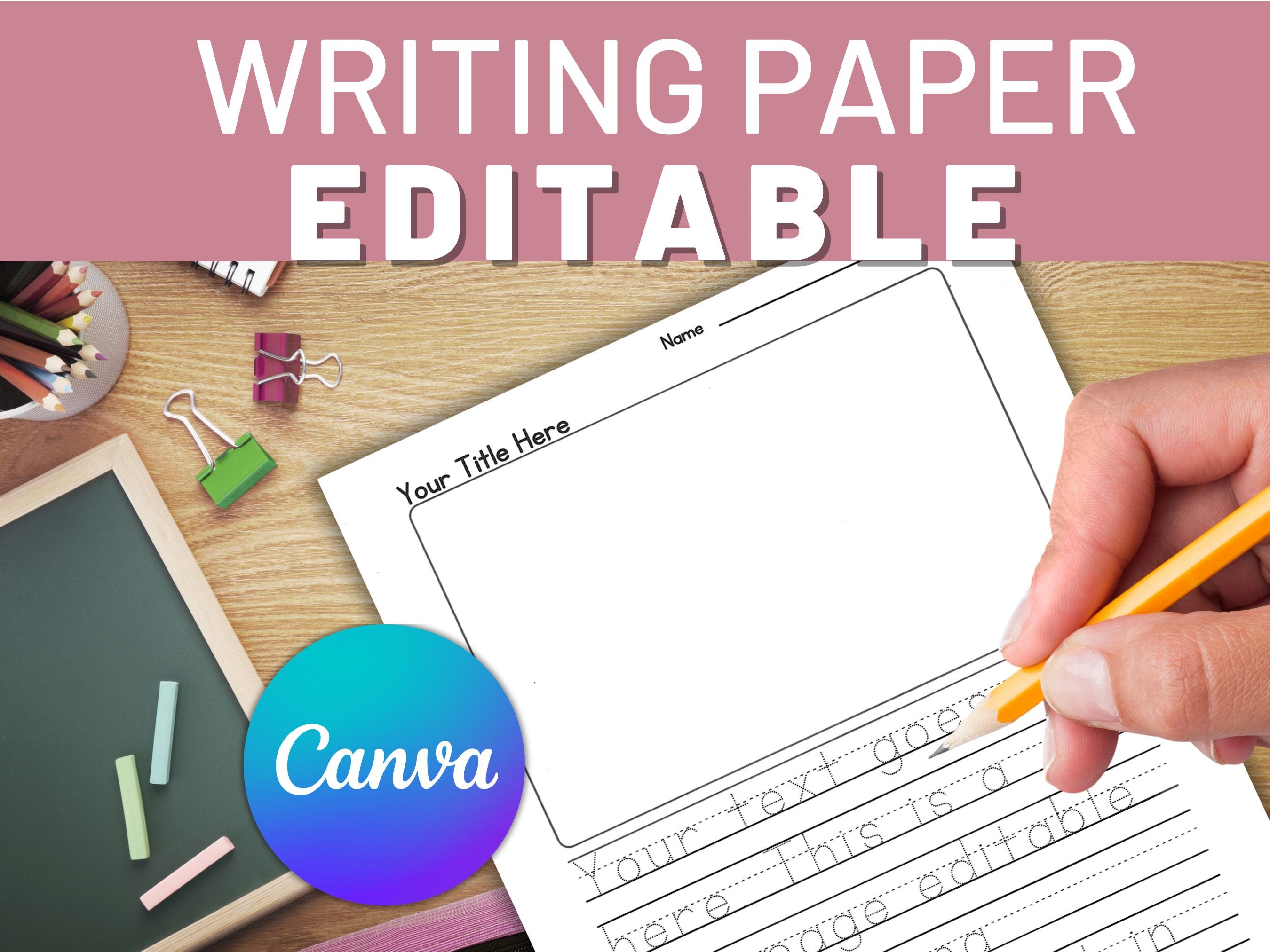 BUNDLE: Editable Lined Handwriting Paper With a Tracing Font for Prek K ...