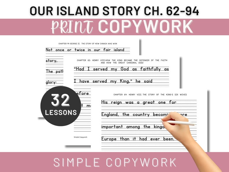 Our Island Story Ch. 62-94 Copywork & Handwriting for Charlotte Mason ...