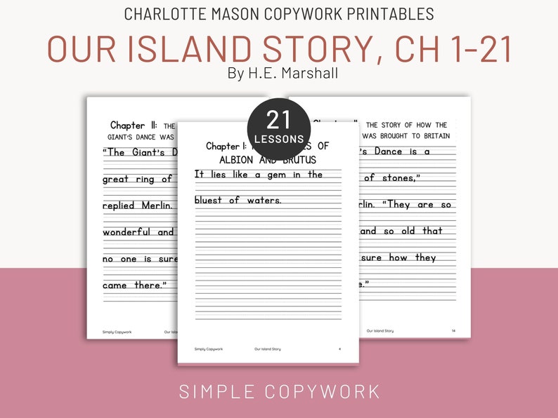 Our Island Story Ch. 1-21 Copywork Handwriting Worksheet for Charlotte ...