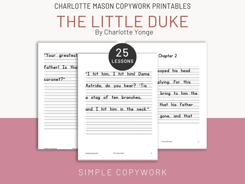 Little Duke Copywork and Handwriting Worksheets for Charlotte Mason and ...