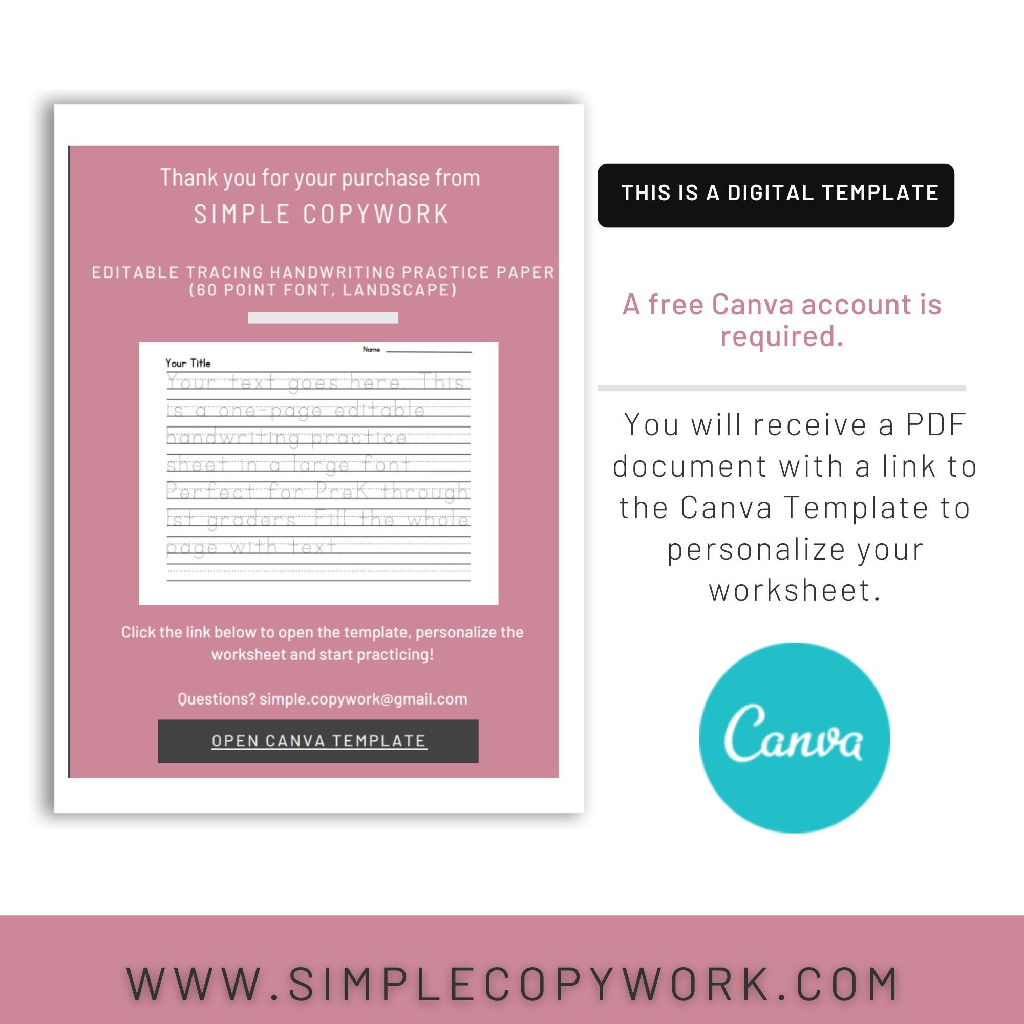 Editable Lined Handwriting Paper With a Tracing Font for Prek, K, 1st ...