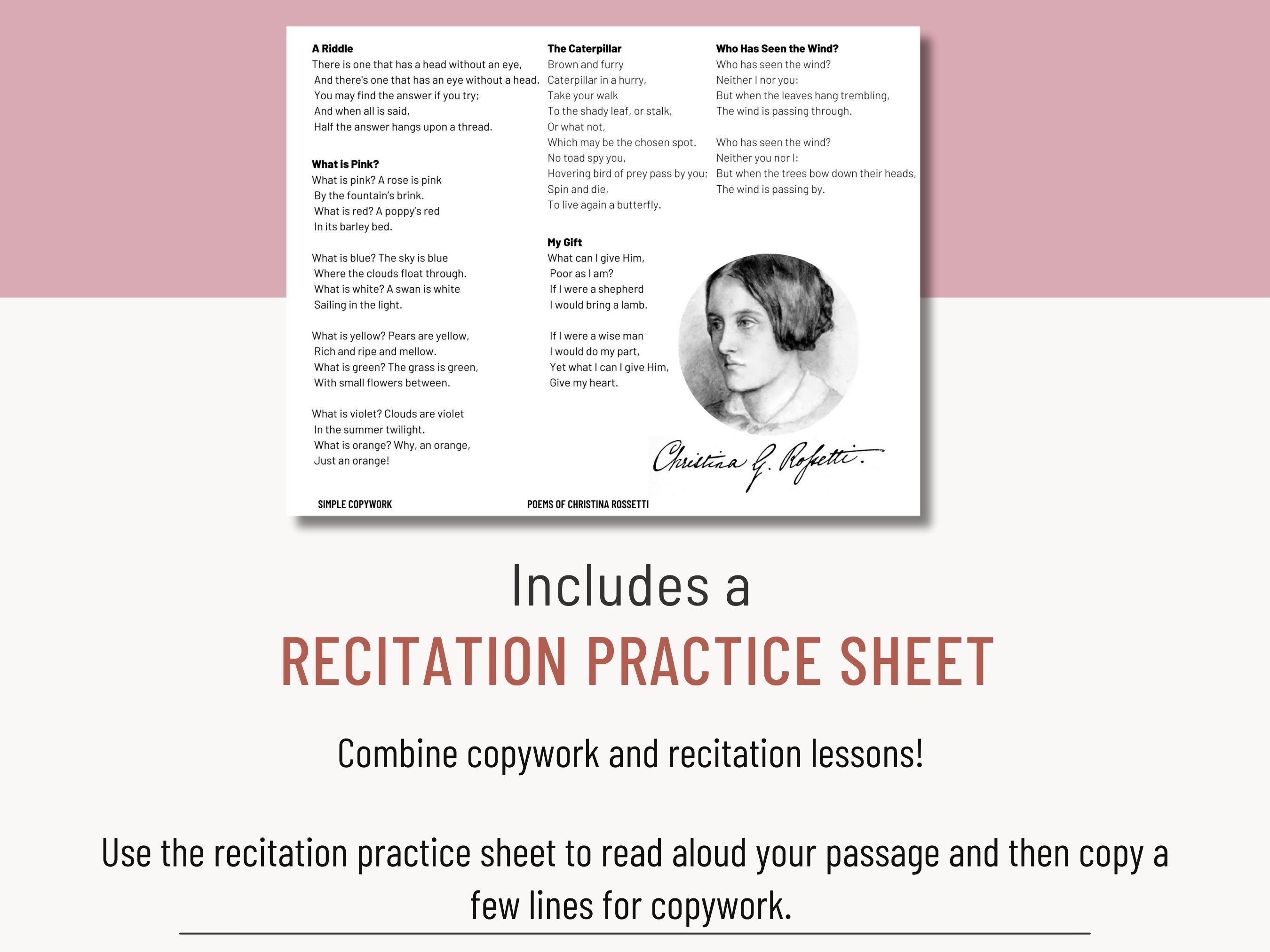 Christina Rossetti Poems Copywork & Handwriting Printables for ...