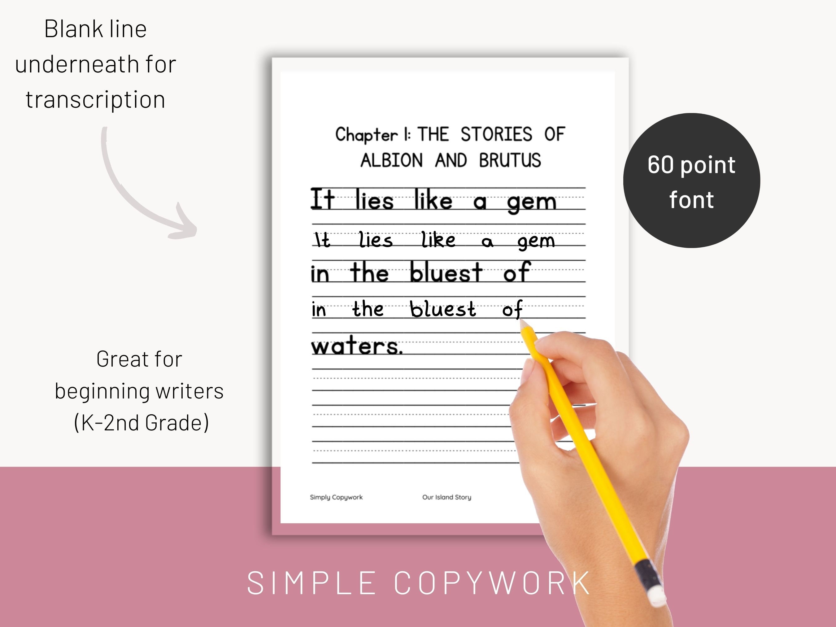 Our Island Story Ch.1-21 Copywork & Handwriting Worksheet in 60-point ...