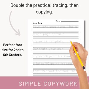 Editable Copywork & Handwriting Template, Tracing Worksheet Generator ...