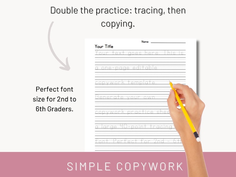 Editable Copywork & Handwriting Template, Tracing Worksheet Generator ...