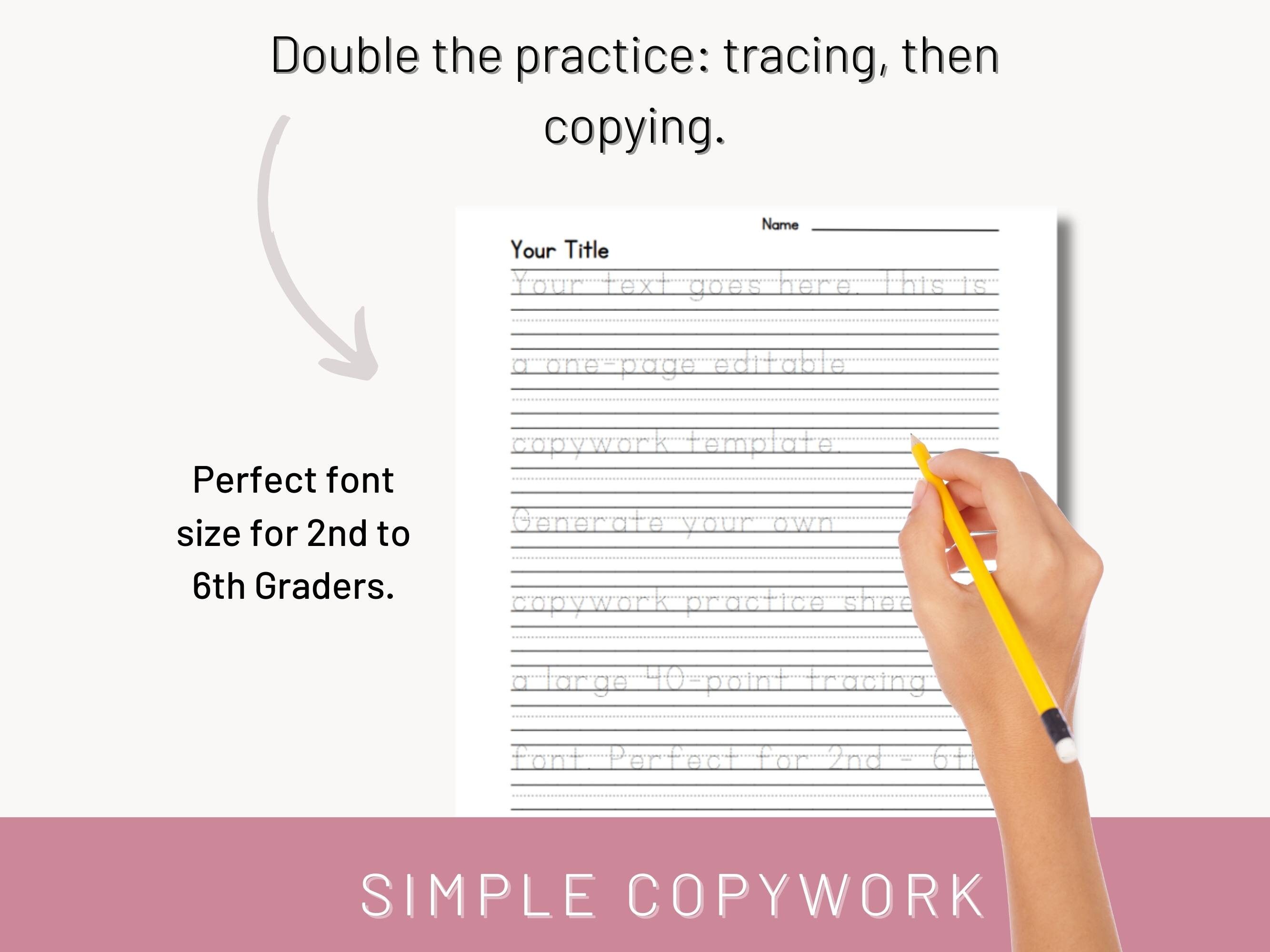 Editable Copywork & Handwriting Template, Tracing Worksheet Generator ...