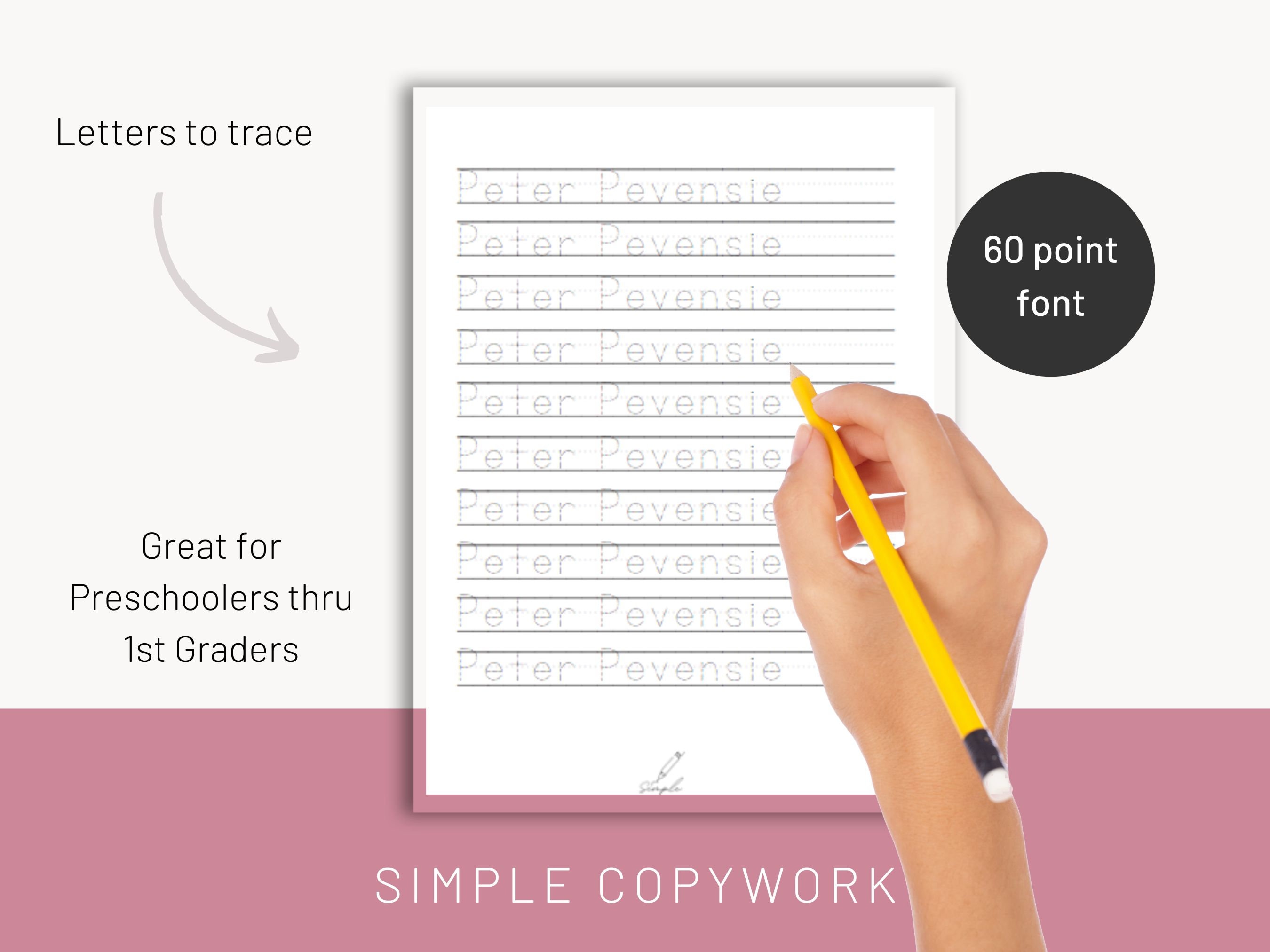 Editable Preschool Name Tracing Worksheet (canva Template) for Pre-k ...
