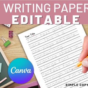 BUNDLE: Editable Lined Handwriting Paper With a Tracing Font for Prek K ...