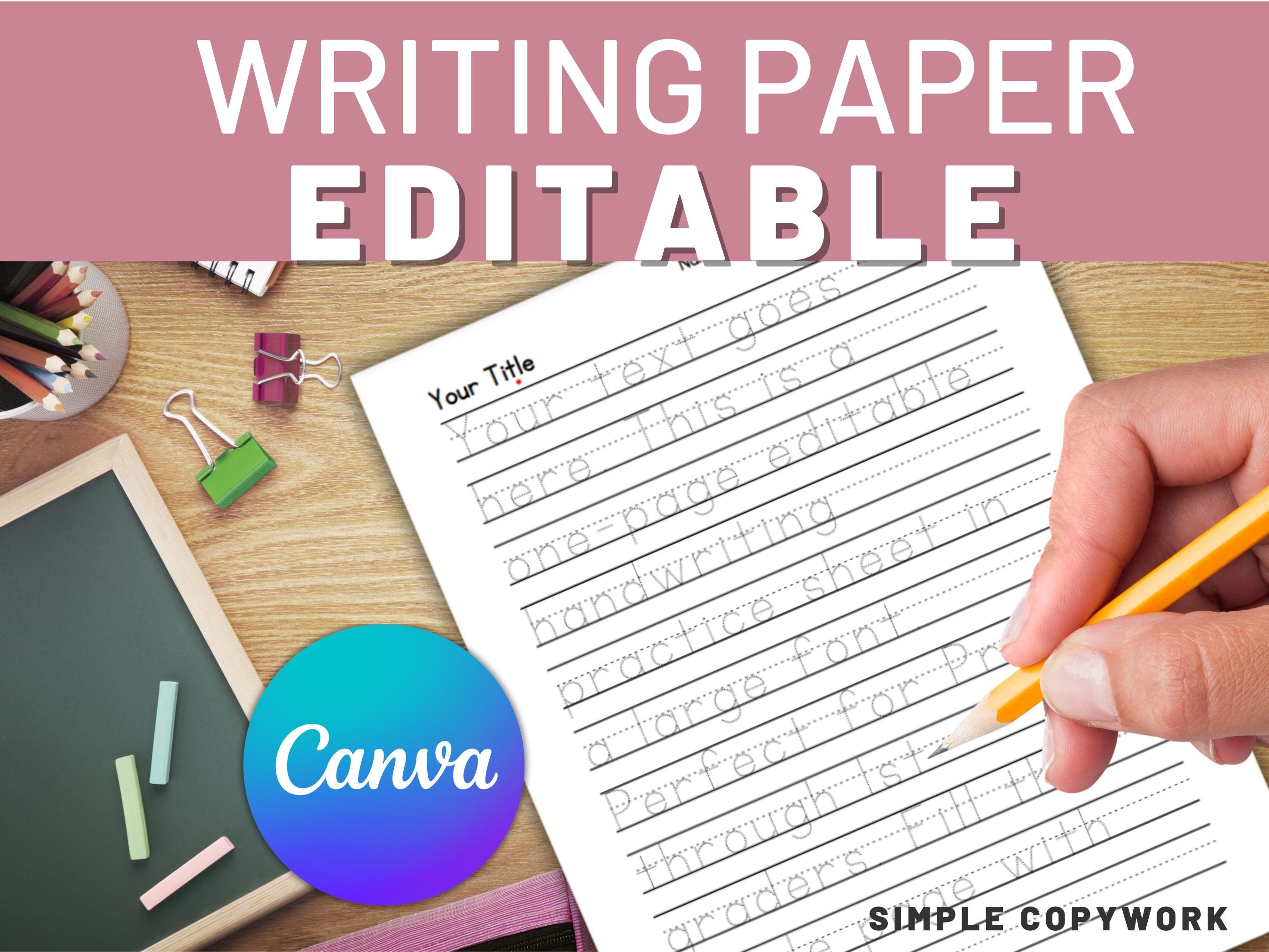 BUNDLE: Editable Lined Handwriting Paper With a Tracing Font for Prek K ...