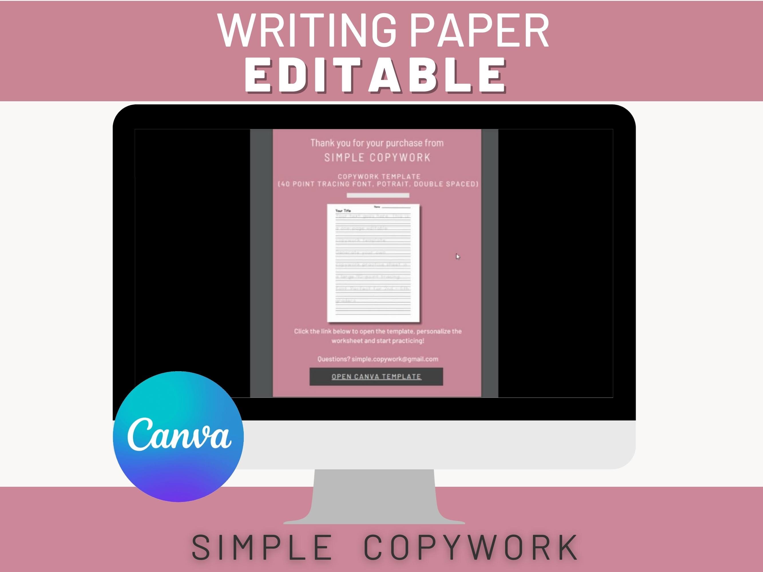 Editable Copywork & Handwriting Template, Tracing Worksheet Generator ...
