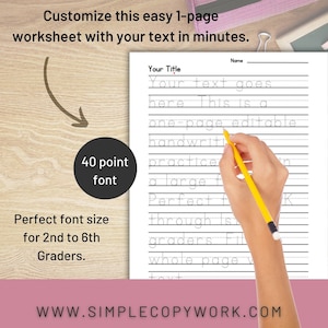 Editable Lined Handwriting Paper in a Tracing Font for 2nd 3rd 4th ...