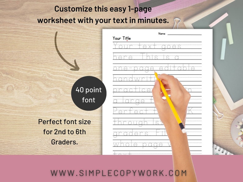 Editable Lined Handwriting Paper in a Tracing Font for 2nd 3rd 4th ...