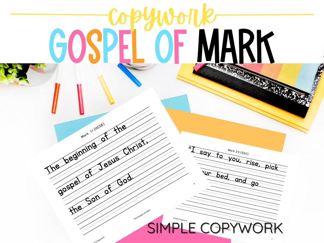 Gospel of Mark Handwriting & Copywork Printable for Charlotte Mason and ...