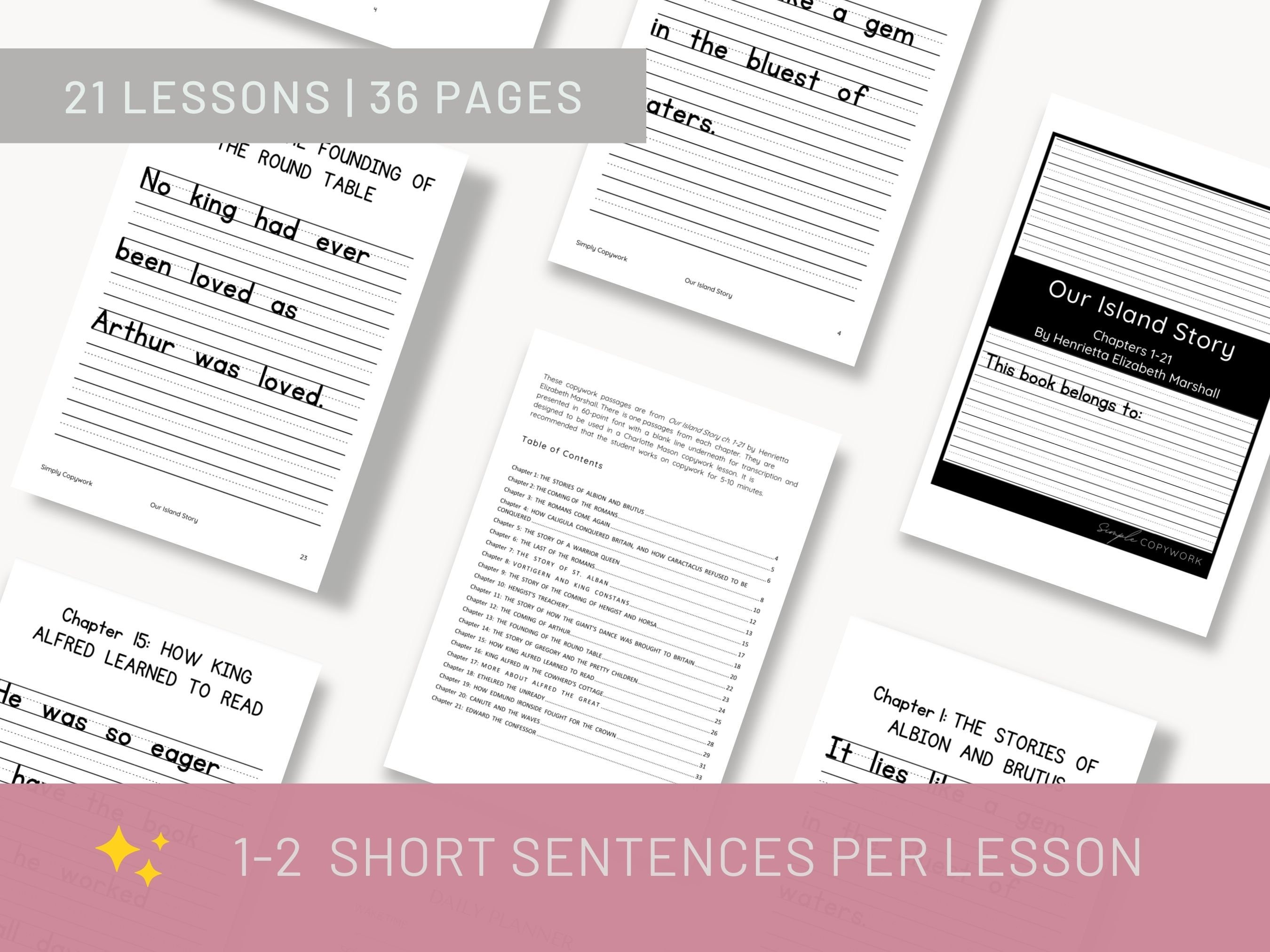 Our Island Story Ch.1-21 Copywork & Handwriting Worksheet in 60-point ...